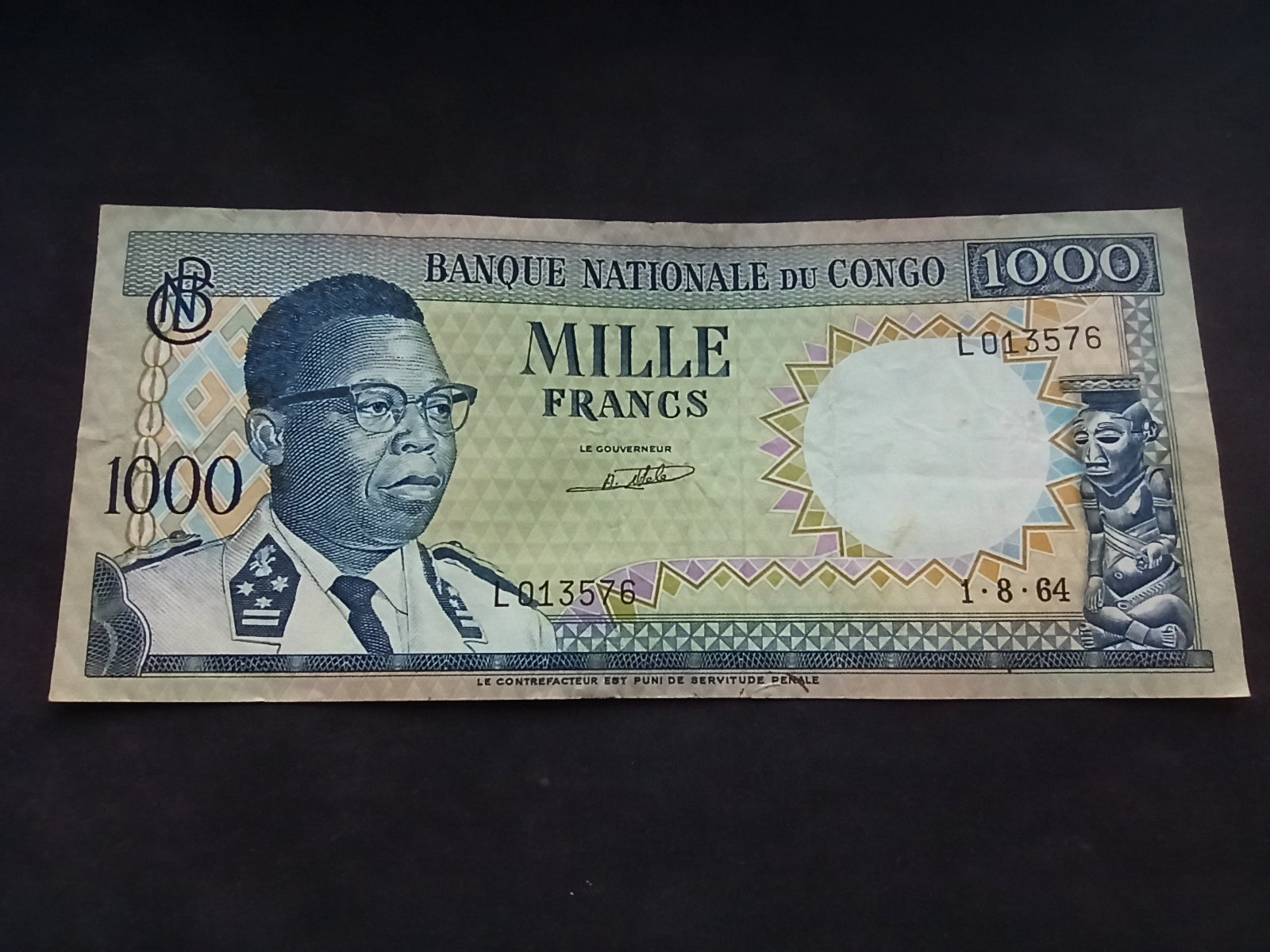 Congo : 1000 Francs 1964 (Ref 2535) – Trésor d'Armor