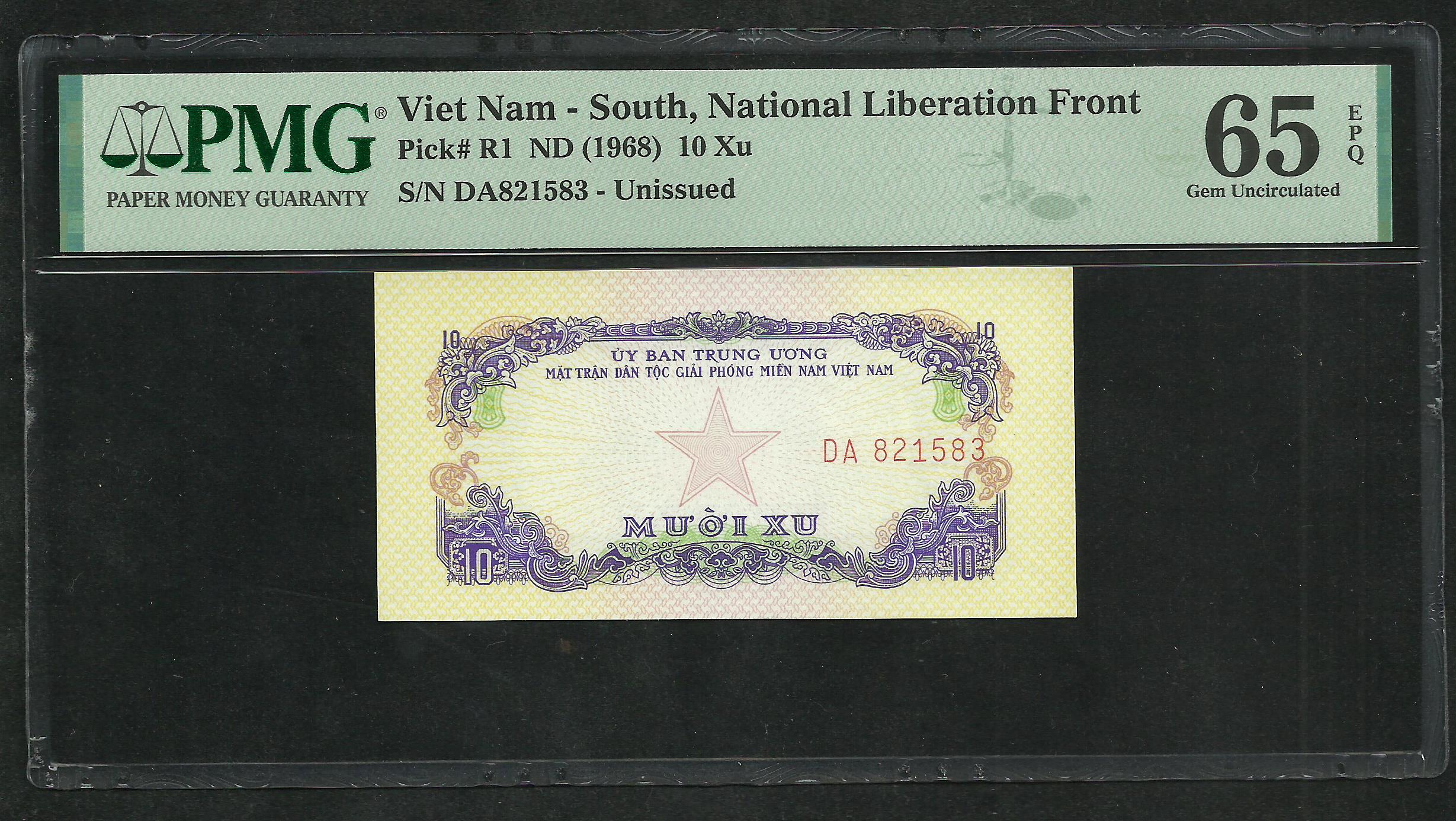 Vietnam : 10 Xu 1968 ; PMG : Gem UNC 65 ; EPQ (Ref 170) – Trésor d'Armor